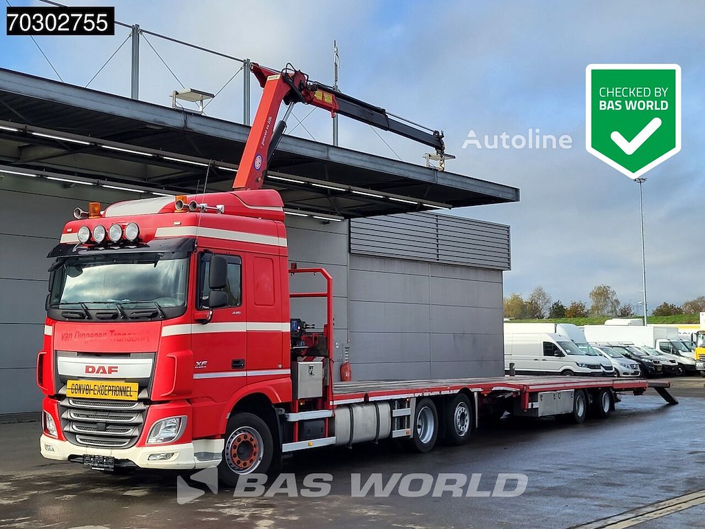 DAF XF 440 XF 6X2 NL-Truck Transporter APK HMF 900-K2 crane Winch Li kamion s ravnom platformom