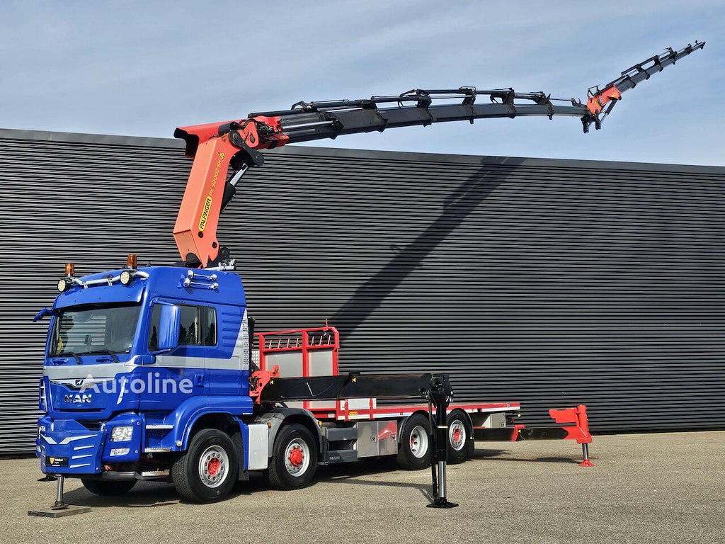 MAN TGS 35.500 8x4-6 / PALFINGER 92 t/m CRANE +JIB kamion s ravnom platformom