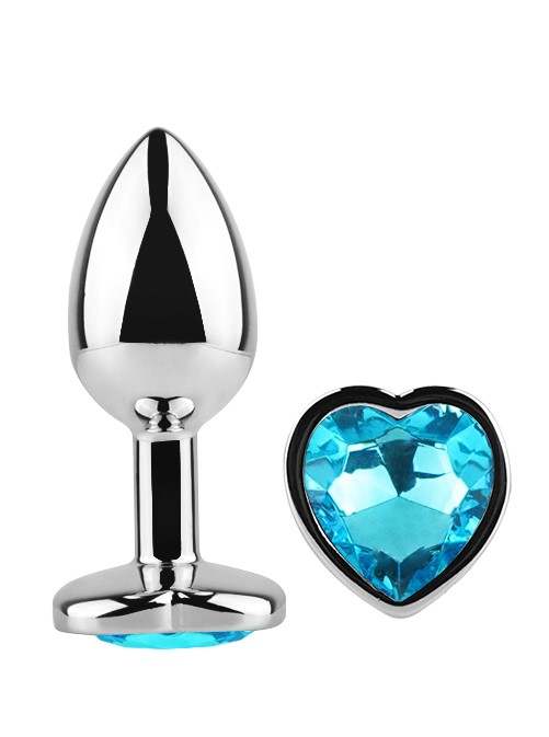 Diamond Heart Butt Plug Medium Blue
