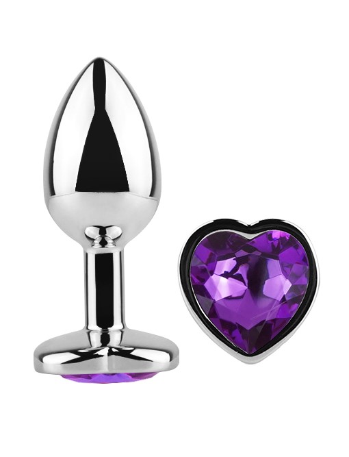 Diamond Heart Butt Plug Medium Purple