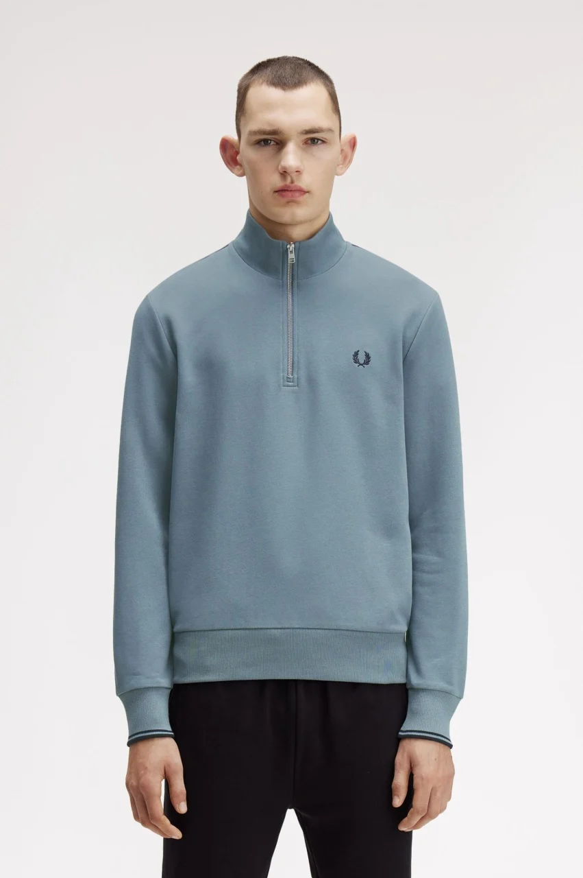 FRED PERRY HALF ZIP DUKS BLUE