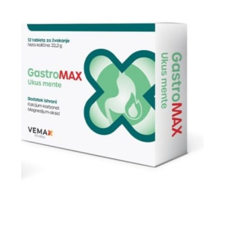 GastroMax - ukus mente 12 tableta za žvakanje