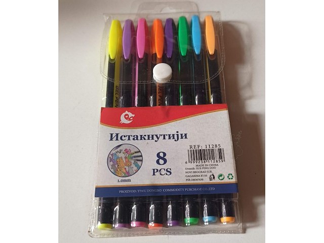 Set fluorescentnih gel olovaka - 8 komada RASPRODAJA