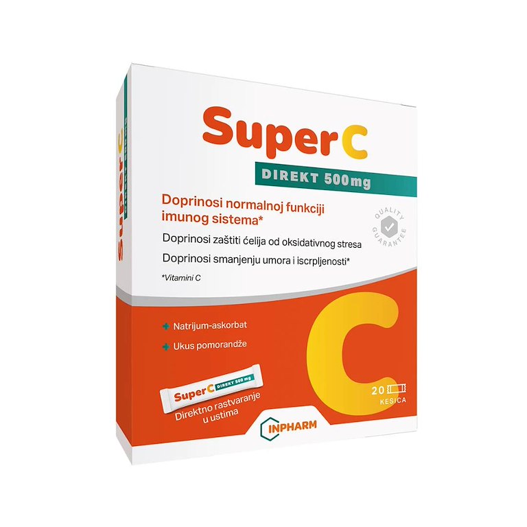 INPHARM Super C Direkt 500 Natrijum-Askorbat 20 Kesica