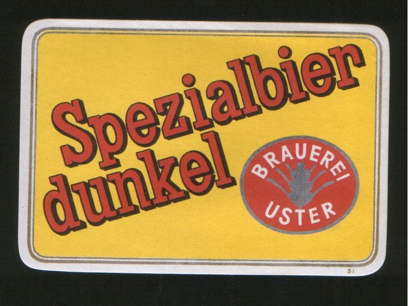 Uster Spezialbier Dunkel, švajcarska etiketa