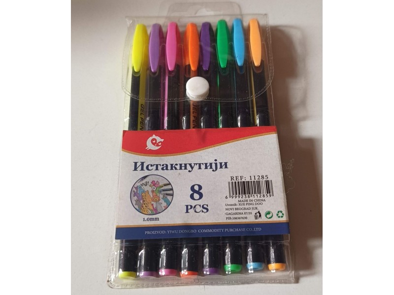 Set fluorescentnih gel olovaka - 8 komada Novo