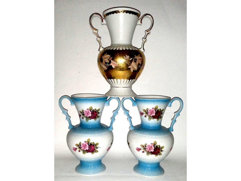 LOT VAZNE 3kom - STARI PORCELAN T.V. 70-te, g, 27cm