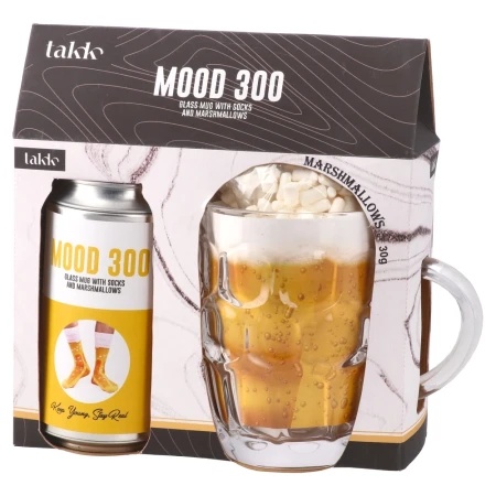 Takk mood 300 staklena šolja sa čarapama i maršmelo 30g pivo ( 705016 )