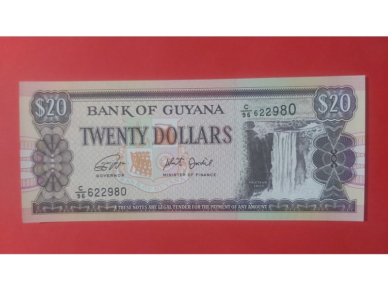 20 dollars 2018 god Gvajana UNC