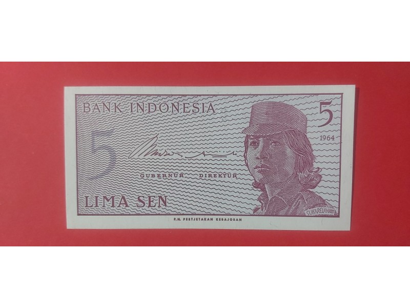 5 sen 1964 god Indonezija UNC