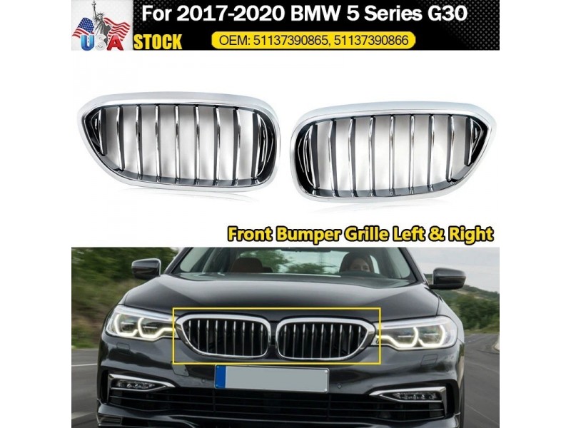 Srebrne resetke grill za BMW 5 G30 2017-2020