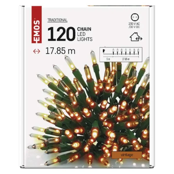 LED SVETLOSNI LANAC TRADITIONAL 120 LED 17.85 M SPOLJNI I UNUTRAŠNJIVINTAGE EMOS D4AW11