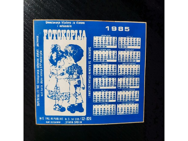 Plavokapica - Ex YuKalendar nalepnica 1985 god. RETKO !