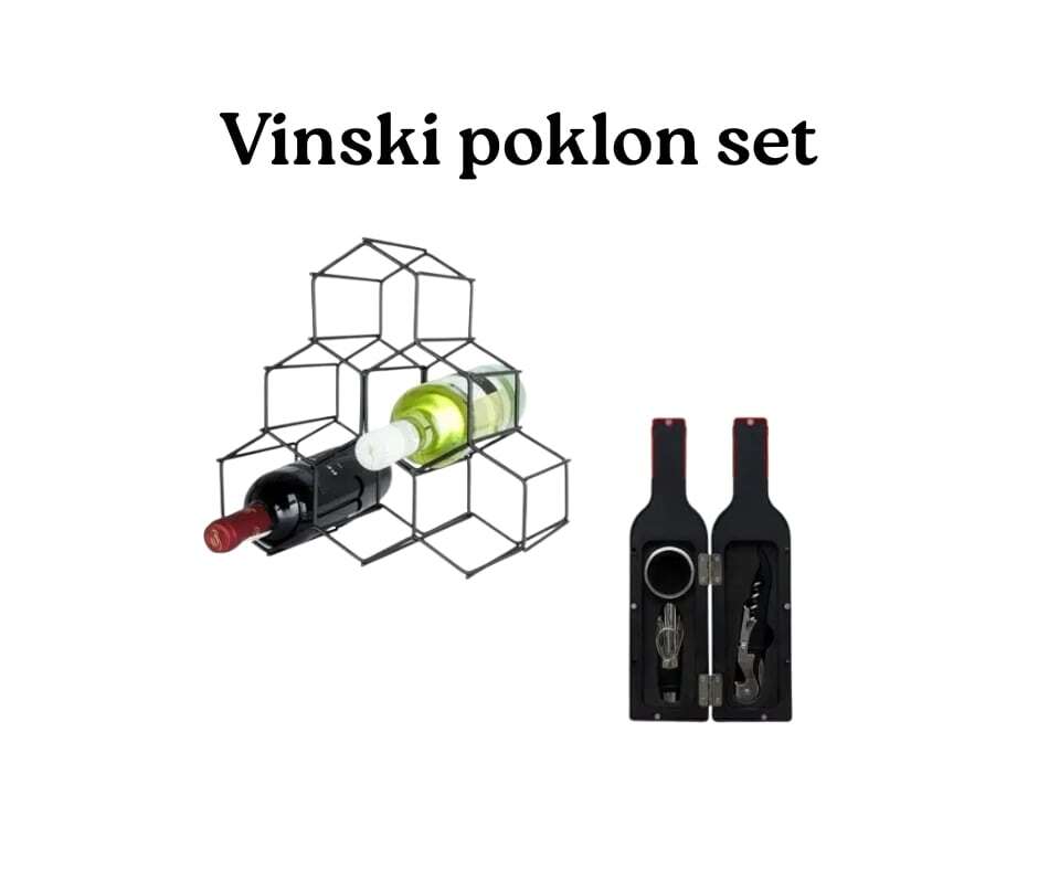 Vilde 229059 - Metalni stalak za vino 29.5 x 28.5cm & Kamille 7795 - Vinski poklon setID: EK000787785