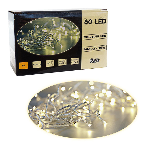 Novogodišnje lampice lanac 80 led toplo bele na baterije 52-104000