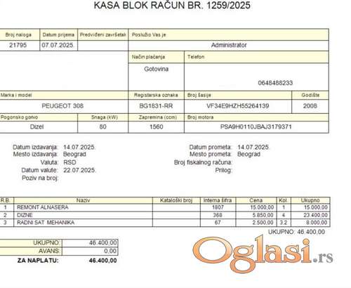 Prodajem peugeot 308 1.6hdi