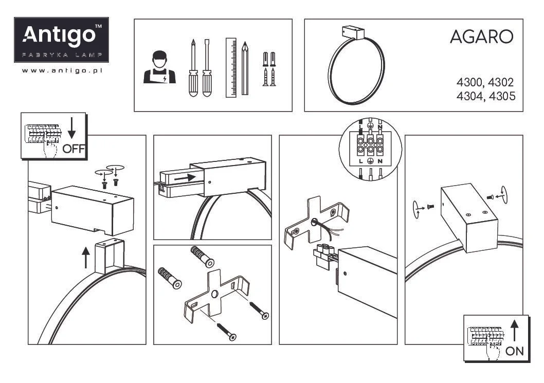Shilo Agaro zidna lampa crna (570 mm) 4000K