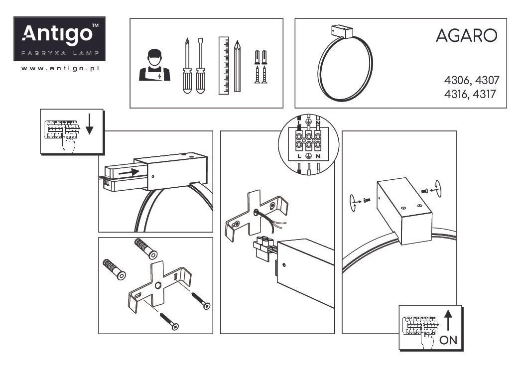 Shilo Agaro zidna lampa crna (270 mm) 4000K