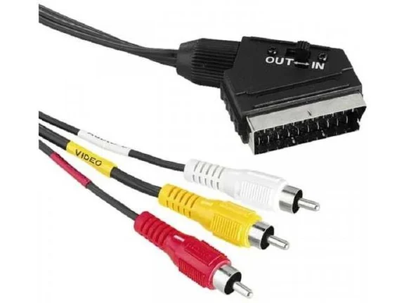 Hama AV kabl SCART (muški) na 3x činč (muški) in/out prekidač 1.5m