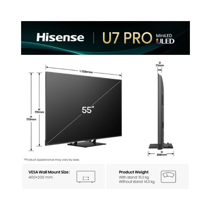 55 inča 55U7Q PRO ULED Mini-LED 4K UHD Smart TV