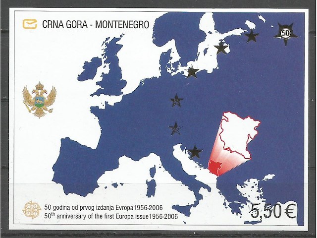 Crna Gora,50 god Europe CEPT 2006.,blok,čisto