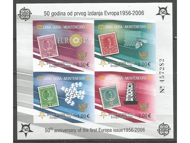 Crna Gora,50 god Europe CEPT 2006.,blok,čisto