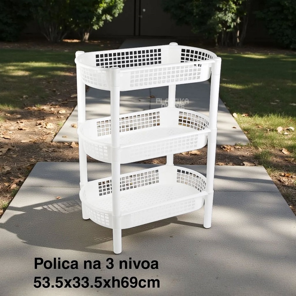 Višenamenska polica 53 x33x68cm ovalna bela
