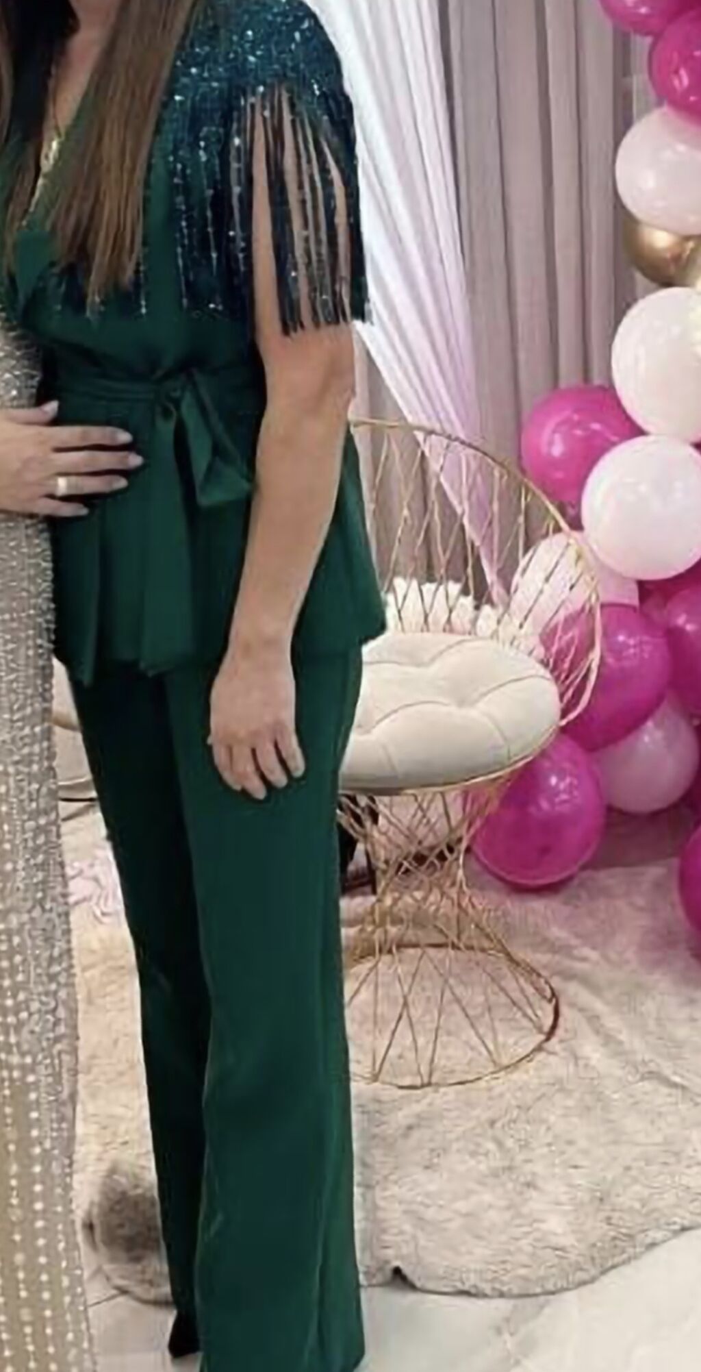 Elegantni dvodelni komplet – tamnozeleni - Gornji deo: bluzon sa