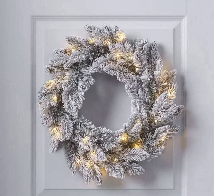 ❄️ Snežni novogodišnji venac sa LED osvetljenjem –40 i 50 cm zimskog