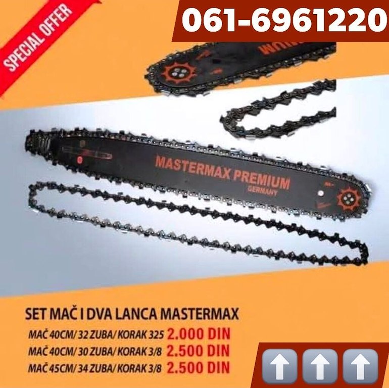 Set mač + dva lanca za motorne testere MASTERMAX PREMIUM Opcije iz