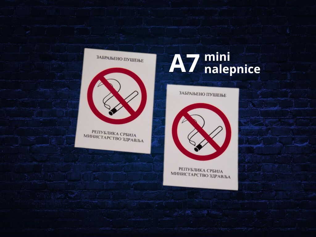 Zabranjeno pušenje nalepnice, mini, nešto manje od A7 formata(69mm x
