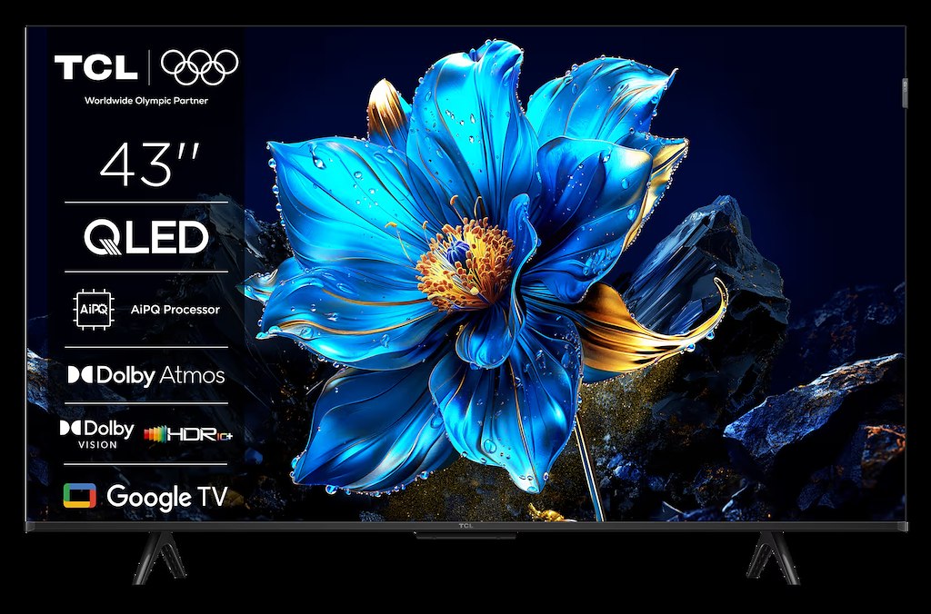 TCL Televizor 43P7K 43", QLED, 4K, 60Hz, Google TV, Crni