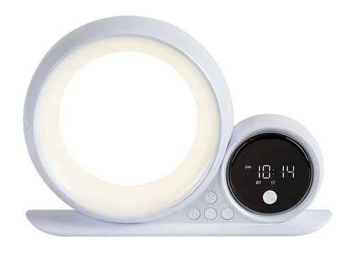 Rabalux Stona lampa Wakeway, Budilnik, Sat-alarm, Bluetooth zvučnik, RGB, LED, 5W, Bela