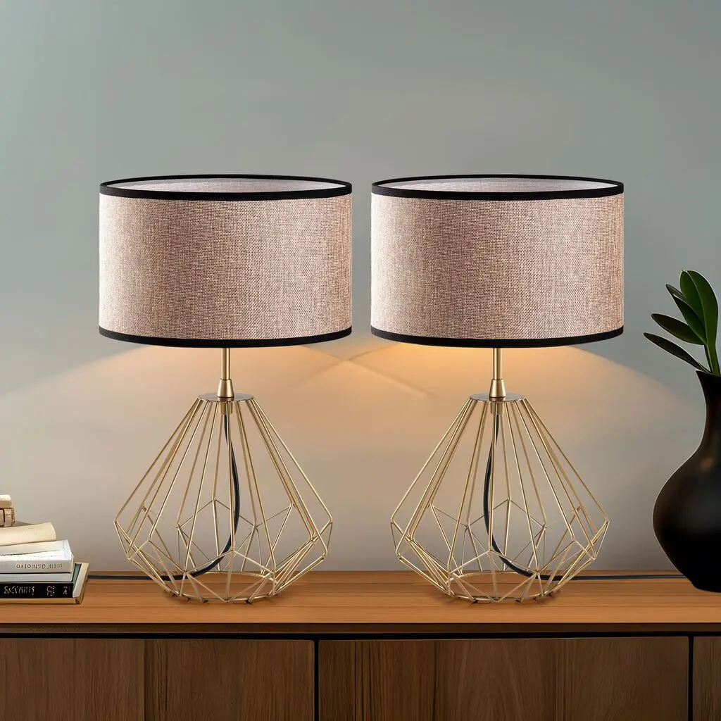 Opviq Set Stonih lampi Diamond-S-712, 25x25x43 cm, IP20, 2 komada, Zlatno-smeđe boje