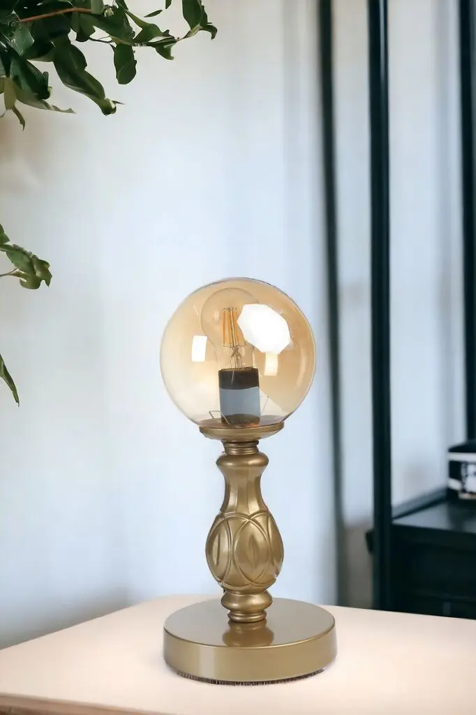 Opviq Stona lampa Olimpiyat-8843-1P, 15x15x35 cm, 4500K, IP20, Zlatne boje