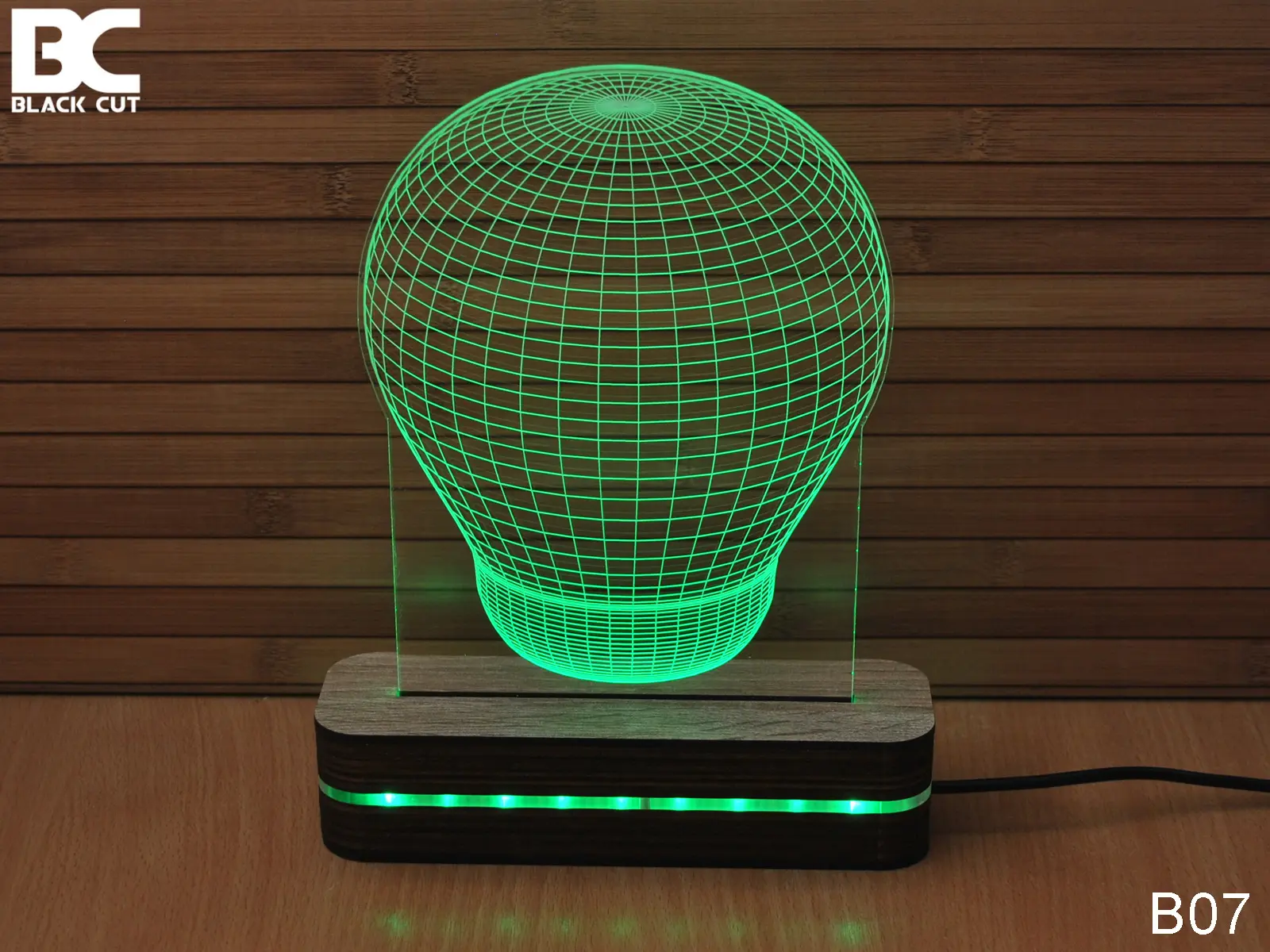 Black Cut 3D Lampa Sijalica Zelena