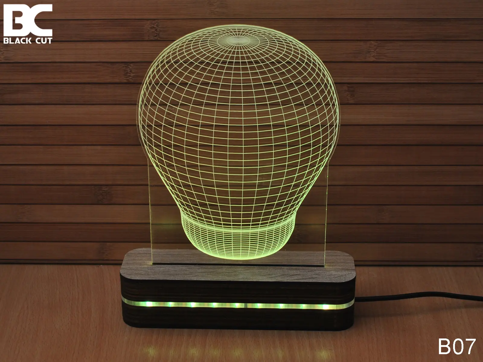 Black Cut 3D Lampa Sijalica Toplo bela