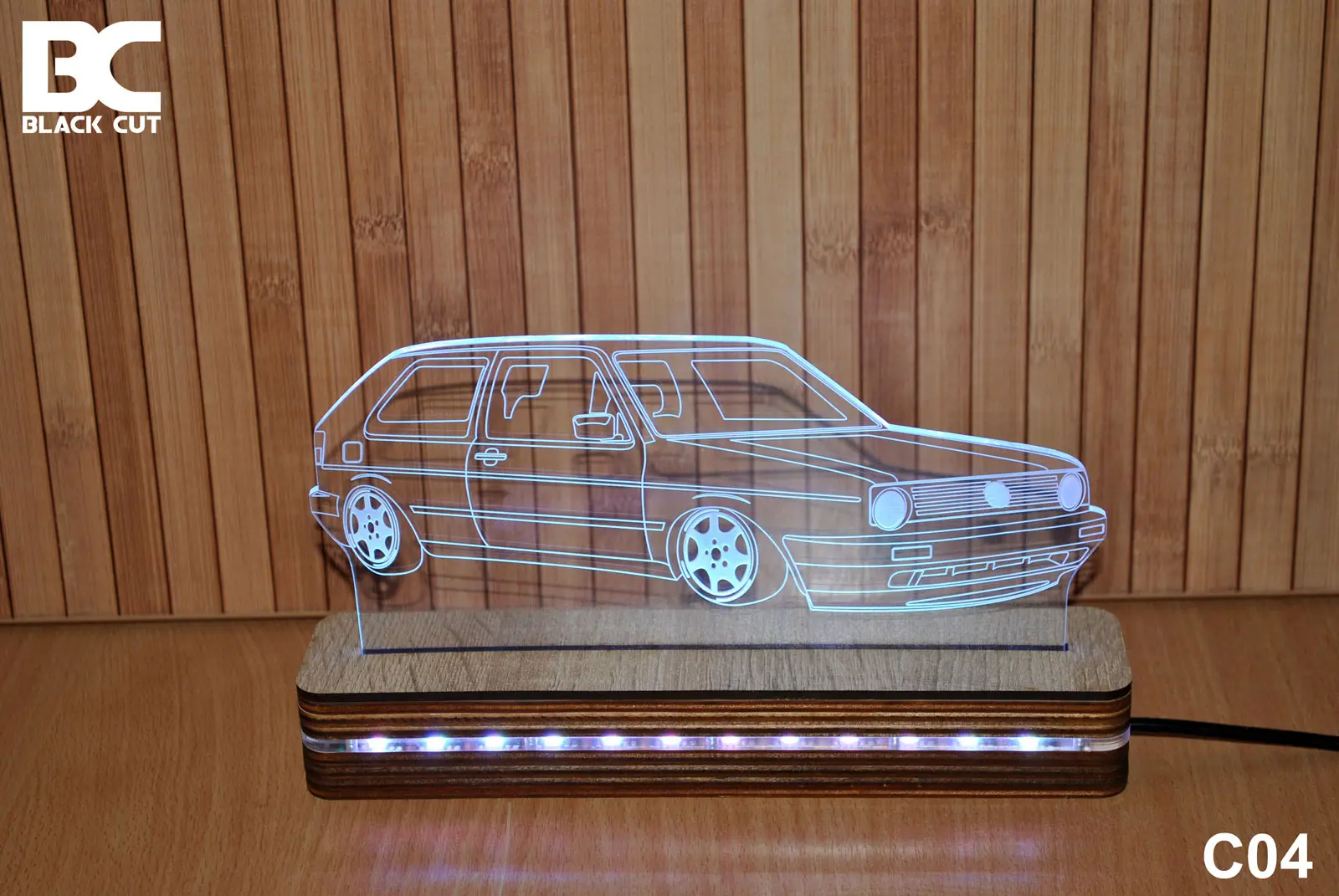 Black Cut 3D Lampa Toplo bela