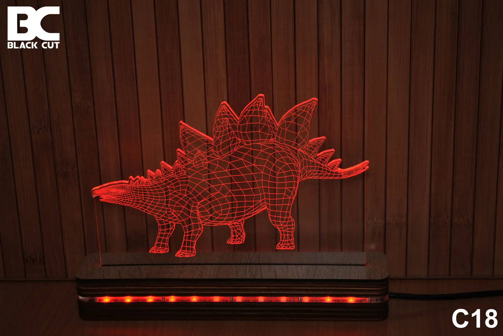 Black Cut 3D Lampa Crvena