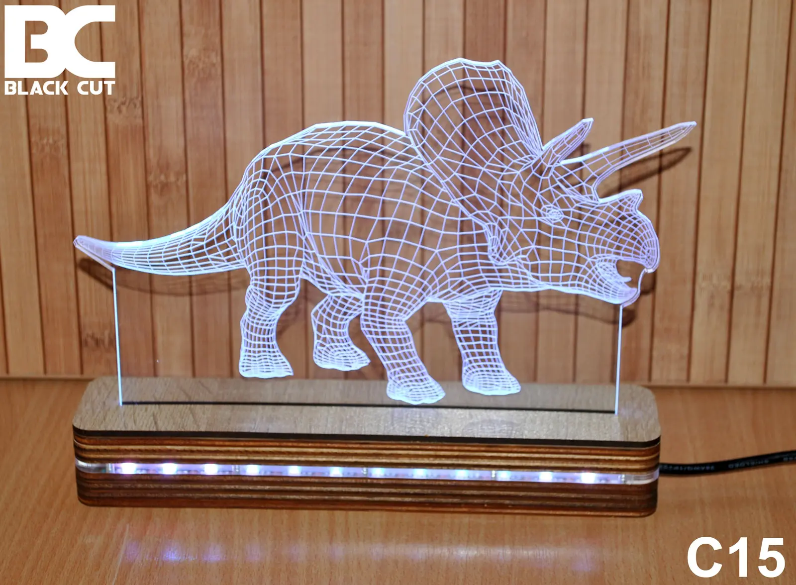 Black Cut 3D Lampa Zelena