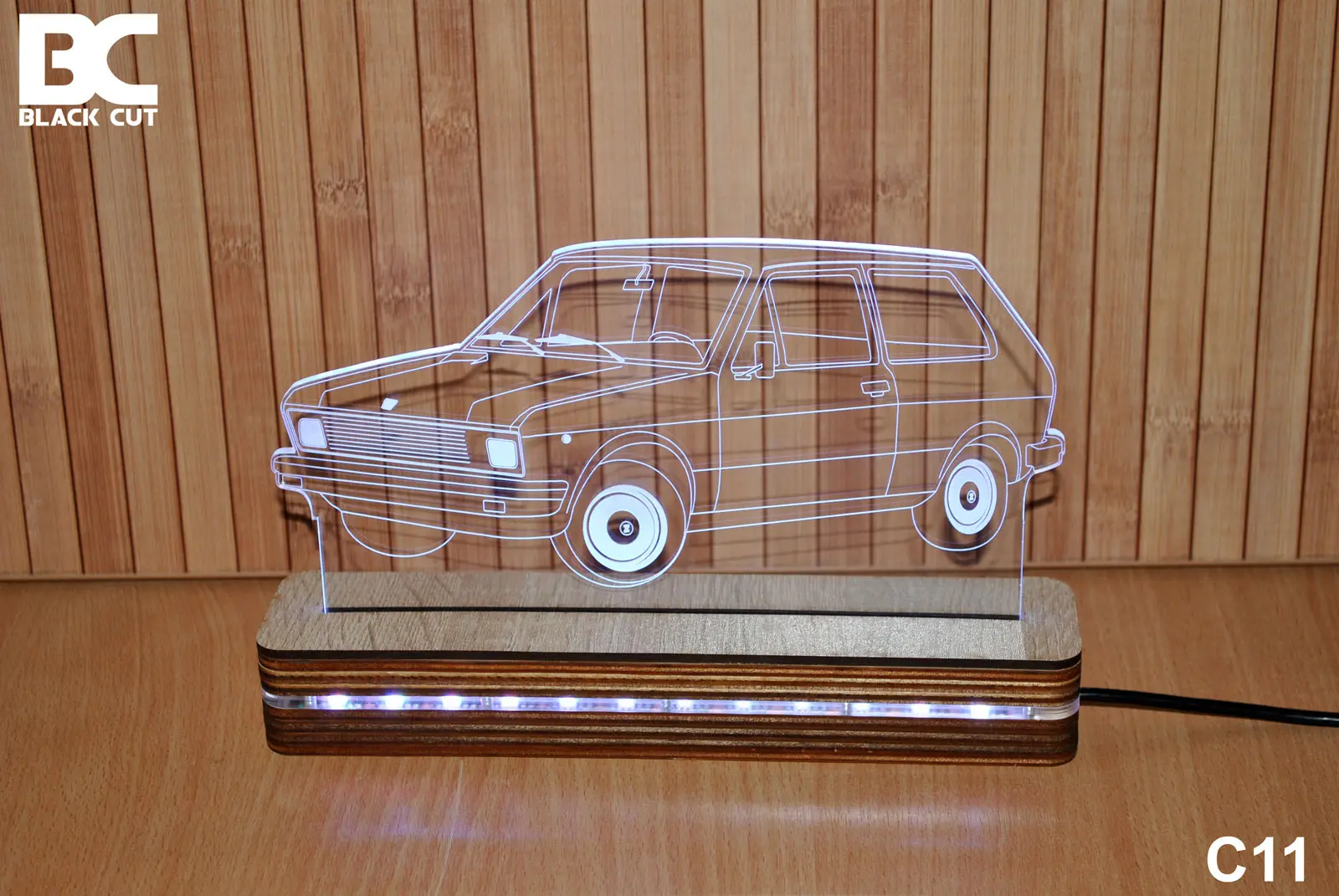 Black Cut 3D Lampa Toplo bela