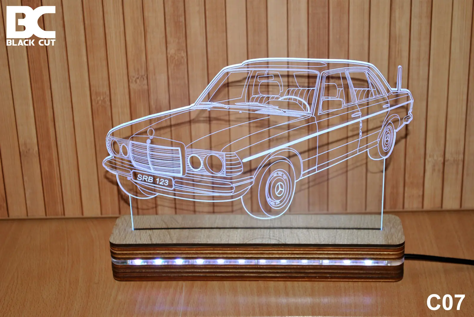 Black Cut 3D Lampa Toplo bela