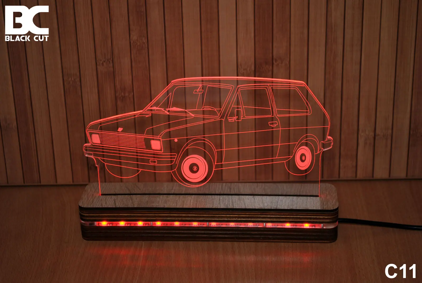 Black Cut 3D Lampa Crvena