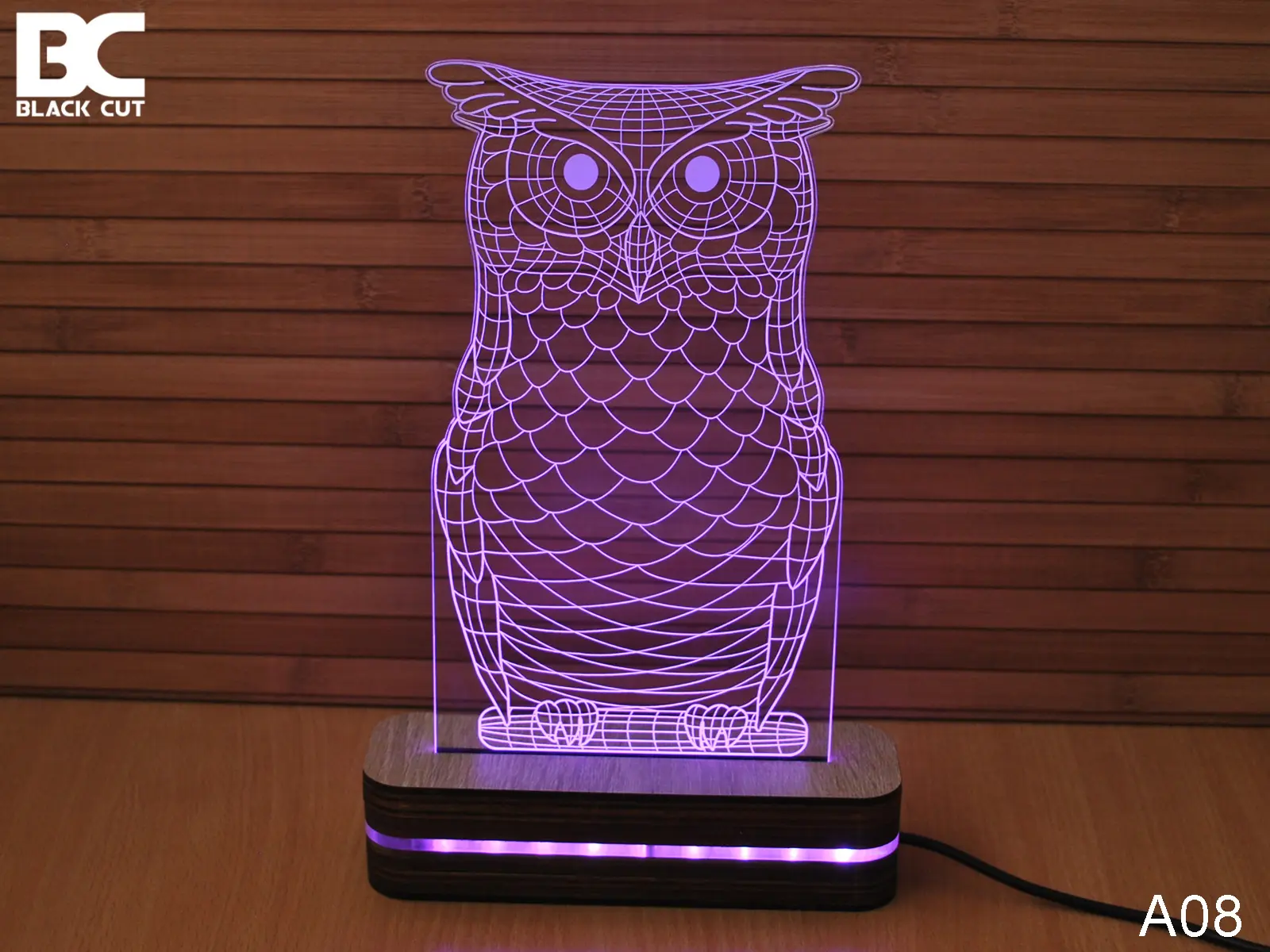 Black Cut 3D Lampa Sova, Roze