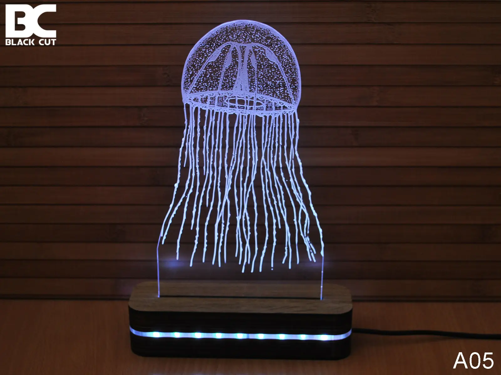 Black Cut 3D Lampa Meduza, Toplo bela