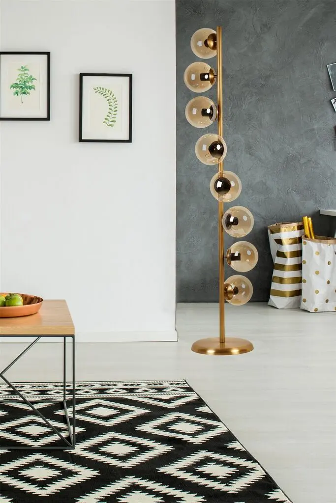 Opviq Podna lampa Simay, 155 cm, E27, Zlatne boje