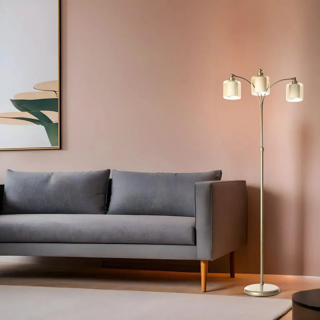 Opviq Podna lampa Gonca 3, 160 cm, E27, IP20, Zlatne boje