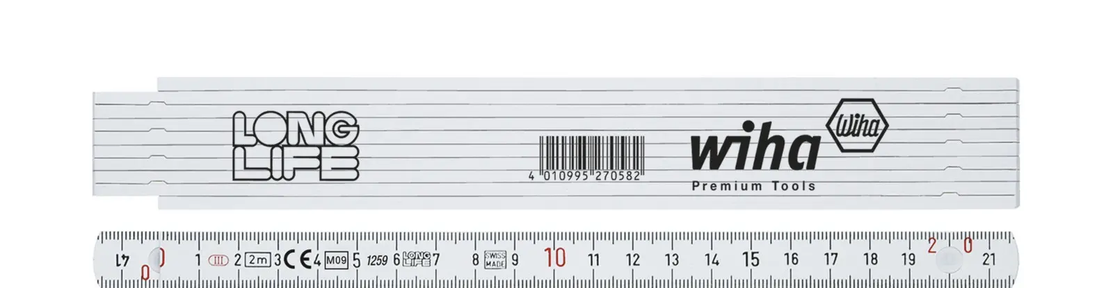 WIHA 27058 Sklopivi metar LongLife, 2 m, metrički, 10 segmenata, žuta