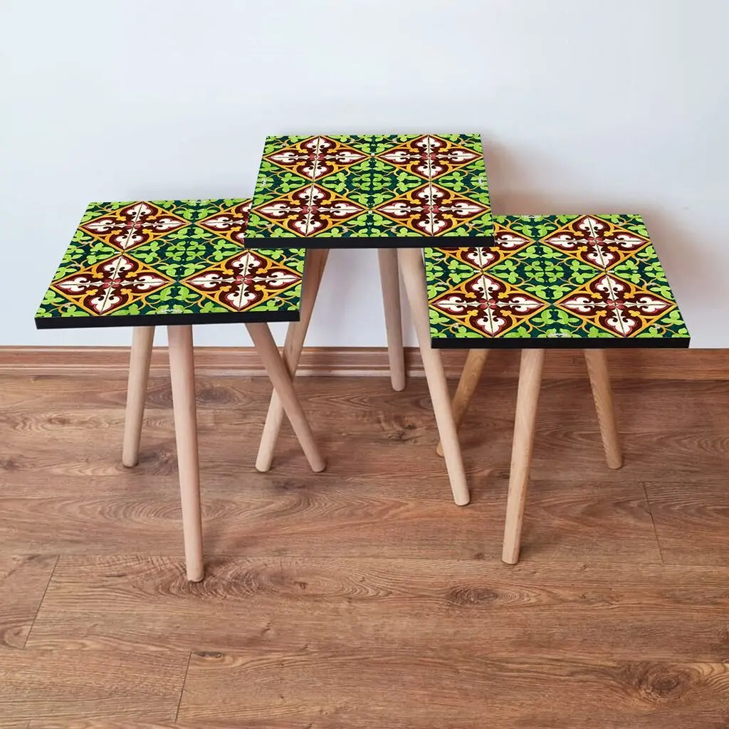 Hanah Home Set klub stočića 3Shp49, 3 komada, Šareni