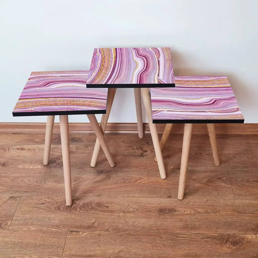 Hanah Home Set klub stočića 3Shp88, 3 komada, Šareni